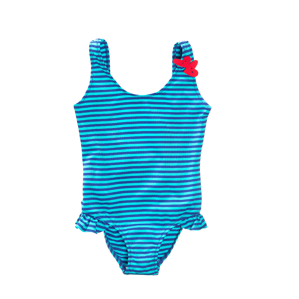 girls brighton striped print one-piece swimsuit turquoise and blue ...