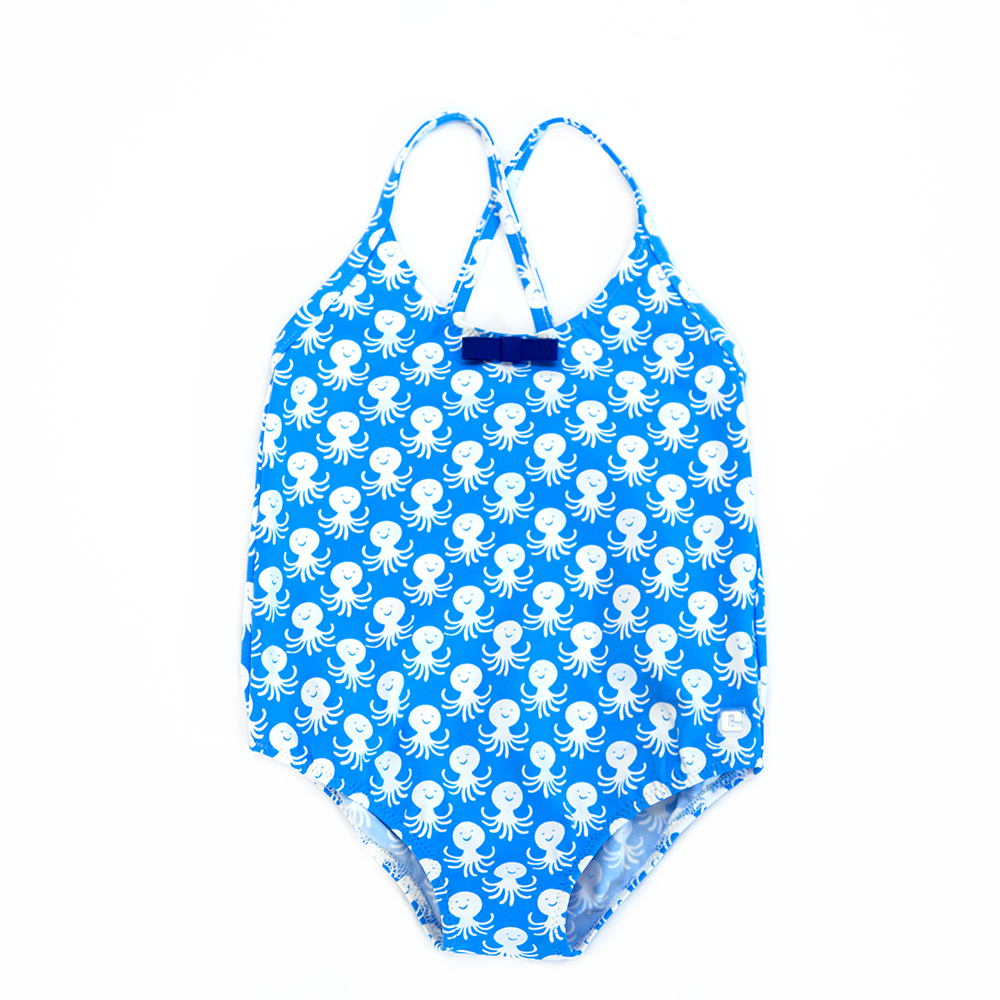 girls UPF 50 cuttlefish print one-piece swimsuit porcelain | Pluunge